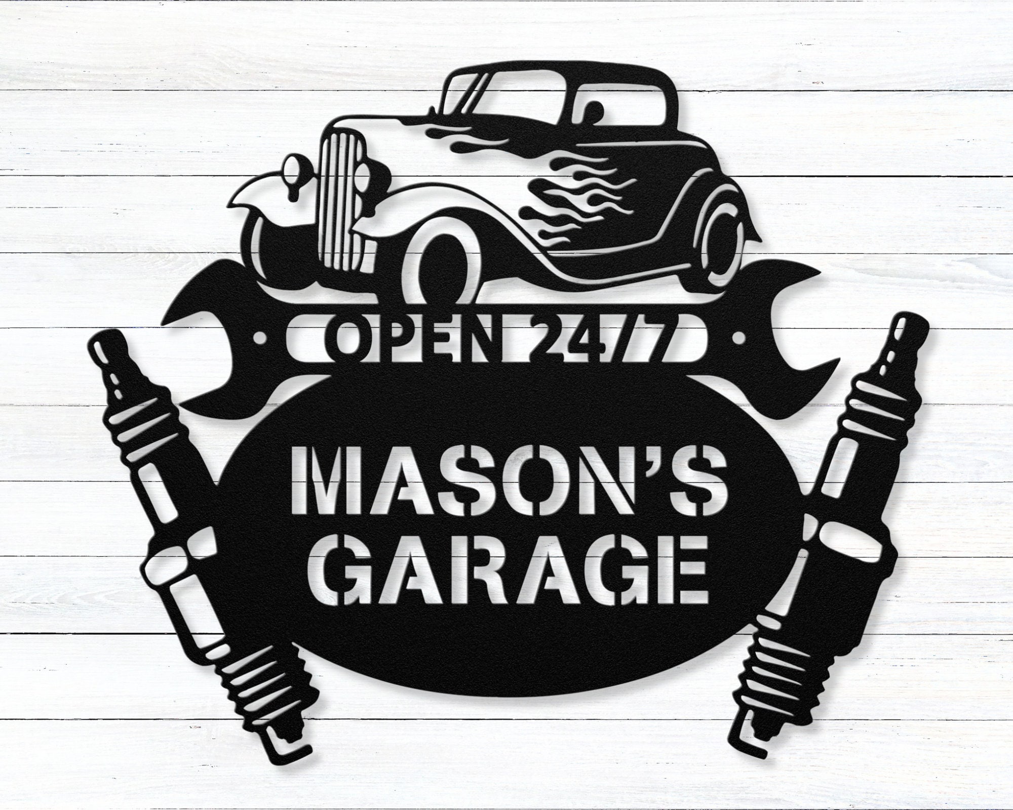 Hot Rod Sign, Garage Metal Sign, Classic Car Parking Garage Decor ...