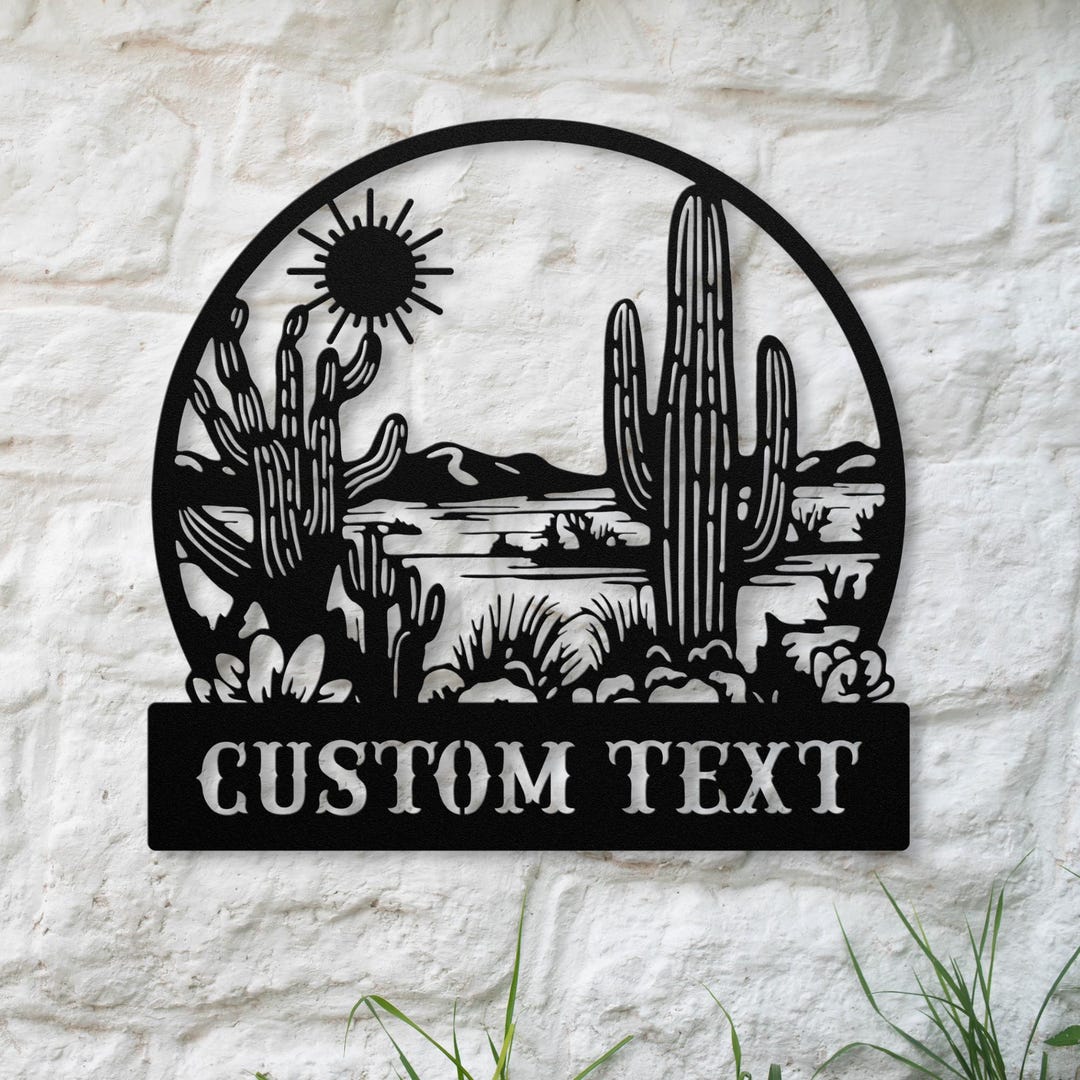 Southwestern Desert Scene, Mountain Scene, Metal Wall Sign, Outdoor ...