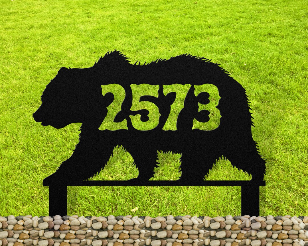 Bear Address Sign, Bear Garden Stake, Bear House Number Sign, Bear ...