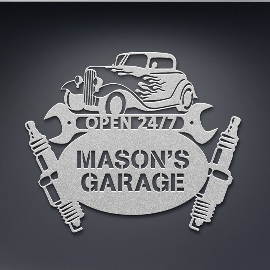 Hot Rod Sign, Garage Metal Sign, Classic Car Parking Garage Decor ...