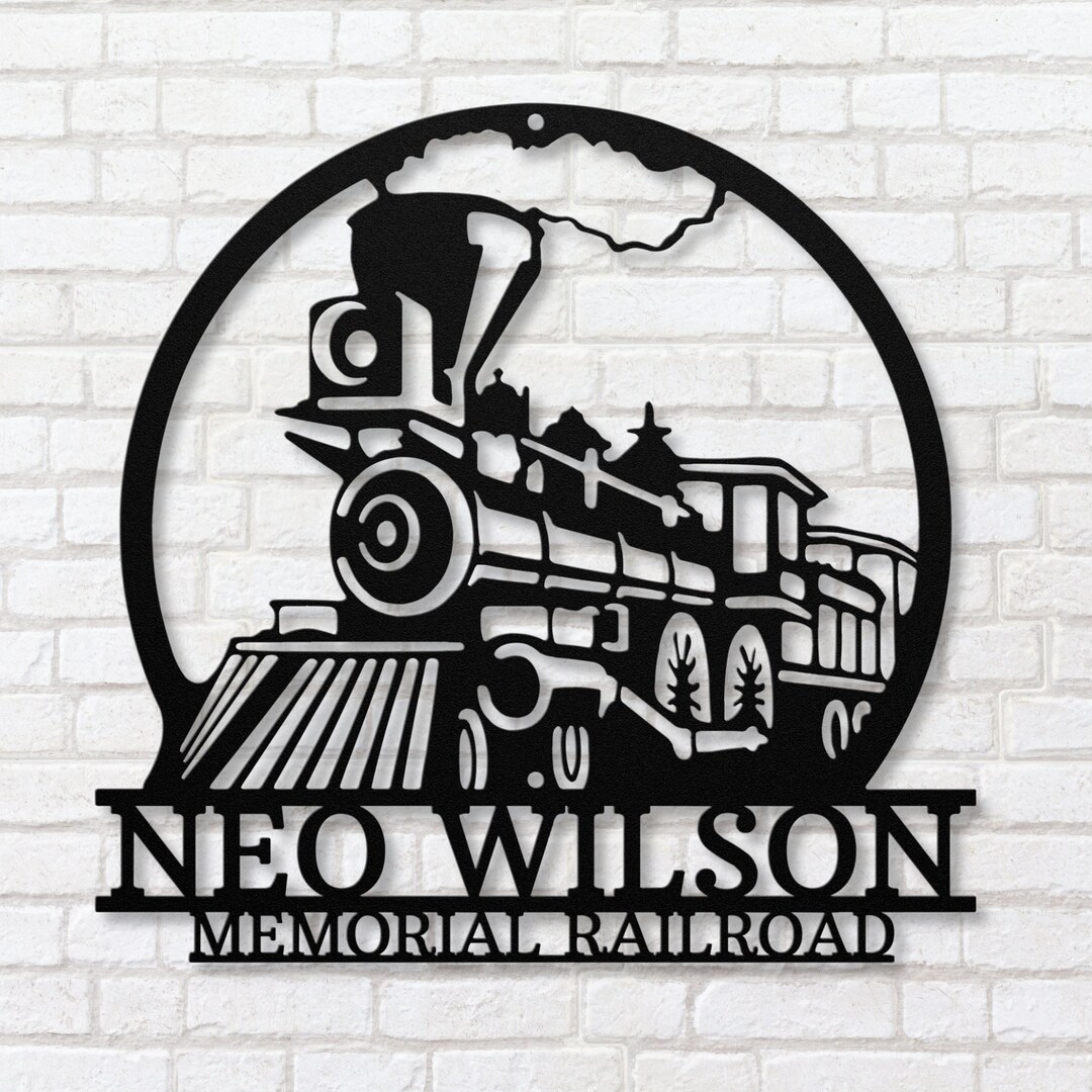Train Sign, Railroad Sign, Vintage Steam Engine Wall Art, Family Name ...