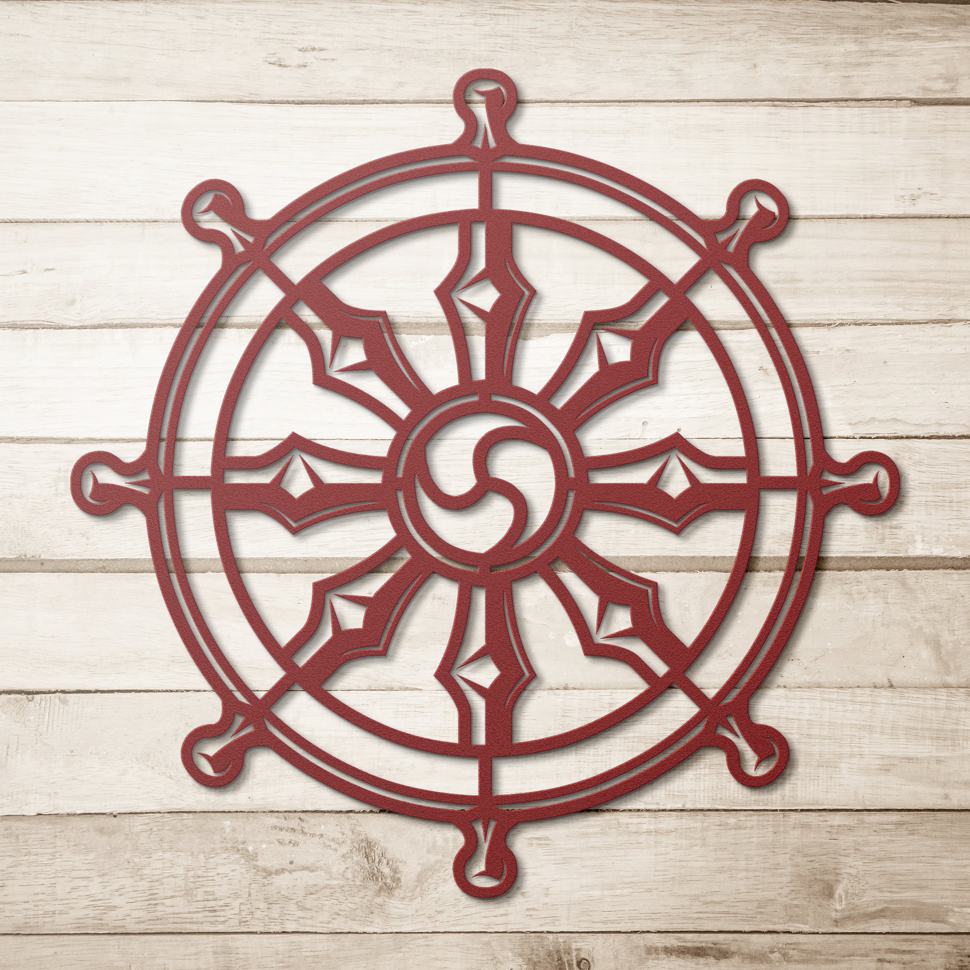 Dharmachakra Metal Wall Art, Buddhism Symbol Decor Dharma Wheel Sign ...