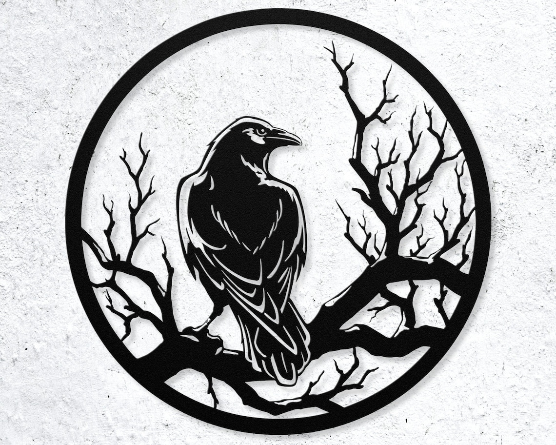 Raven Metal Art Viking Decor Crow Metal Sign Odin's - Etsy