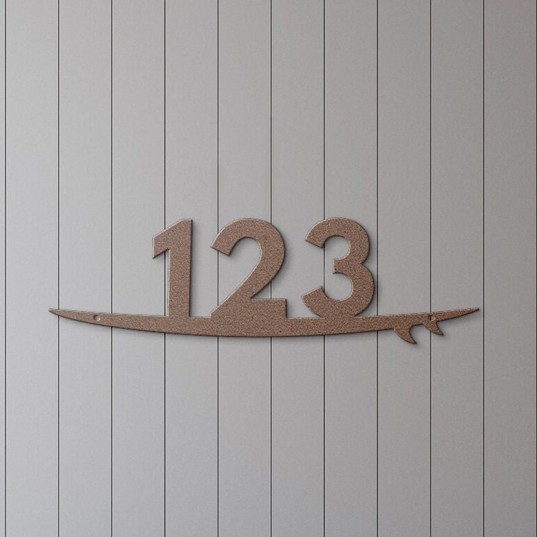 Surfboard House Number Sign Beach House Decor Metal Address - Etsy