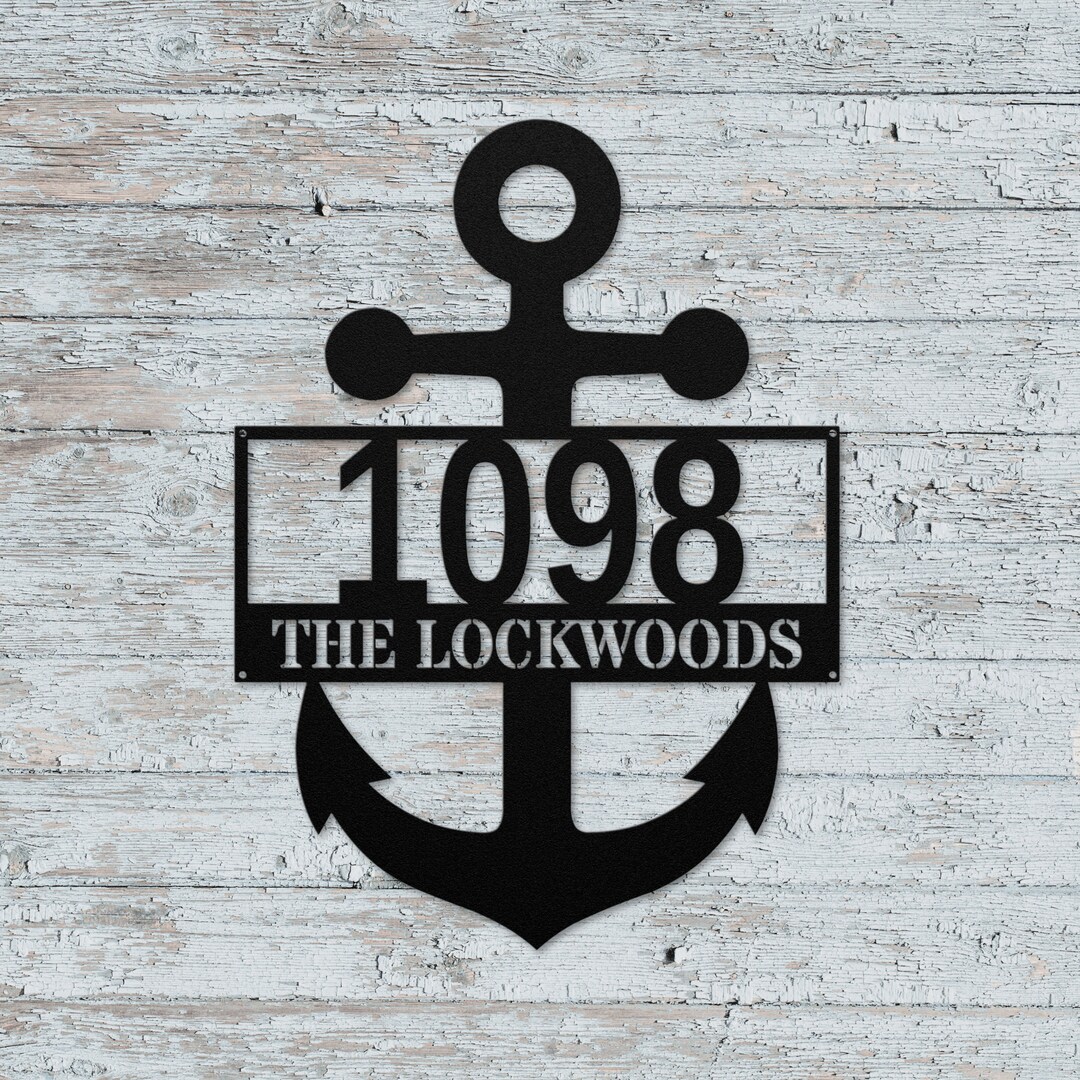Anchor Sign, Anchor House Number Address Plaque, Beach House Decor ...