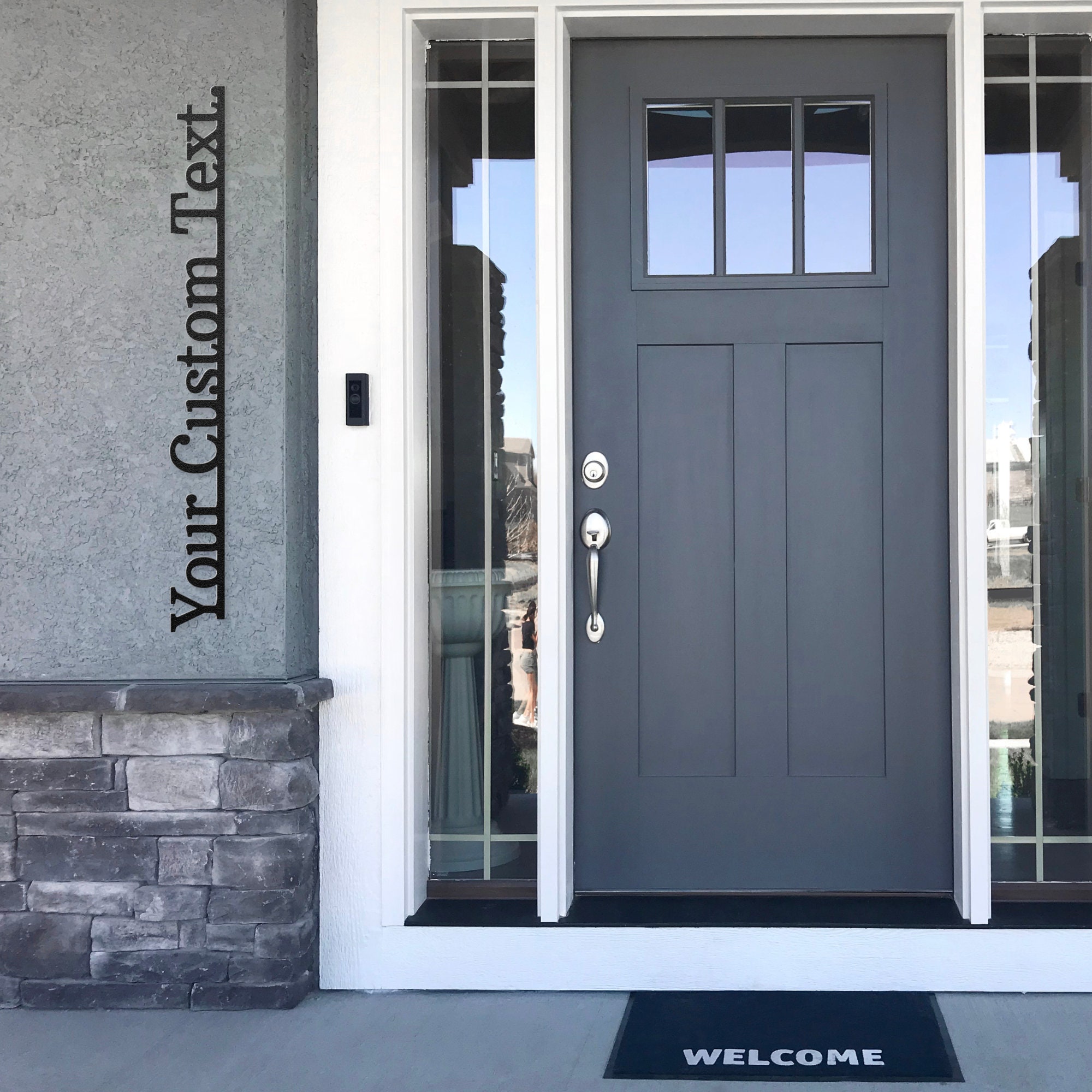 Custom Vertical Text Metal Art, Your Words Front Door Decor Welcome ...