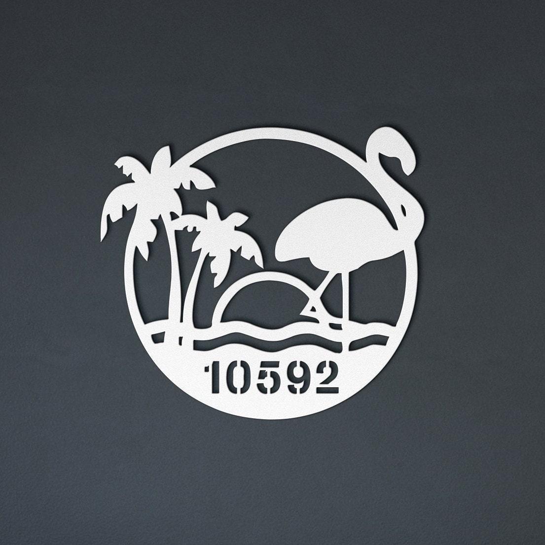 Personalized Flamingo Sign, House Number Metal Sign, Beach Coastal ...