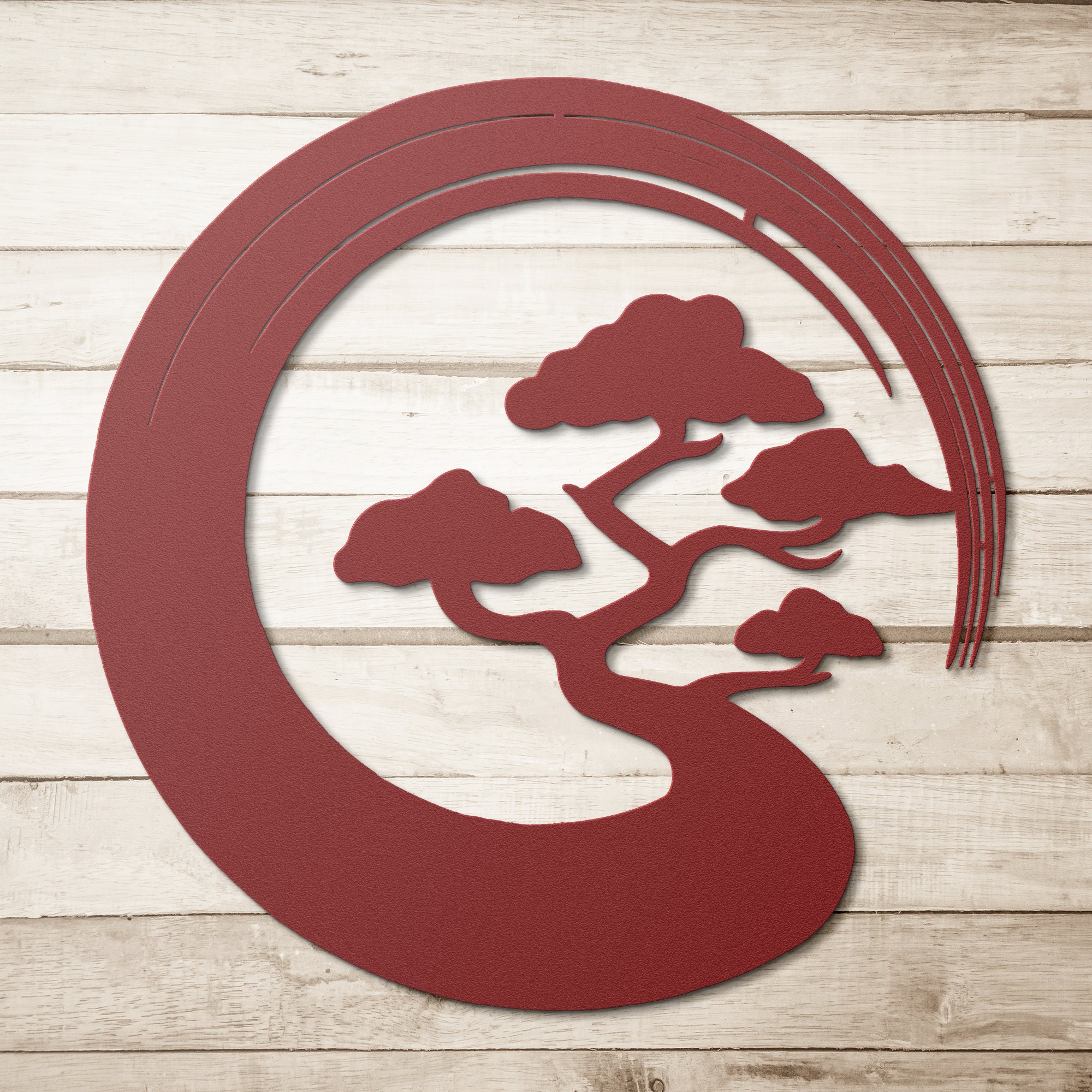 Zen Circle Wall Art, Bonsai Tree Room Decor, Buddhist Enso Circle Sign ...