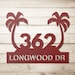 Palm Tree House Number Metal Sign, Street Address Plaque, White ...
