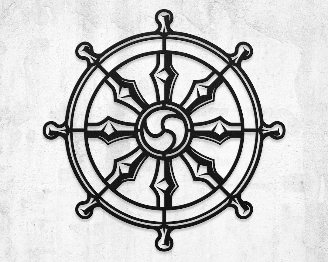 Dharmachakra Metal Wall Art, Buddhism Symbol Decor Dharma Wheel Sign ...