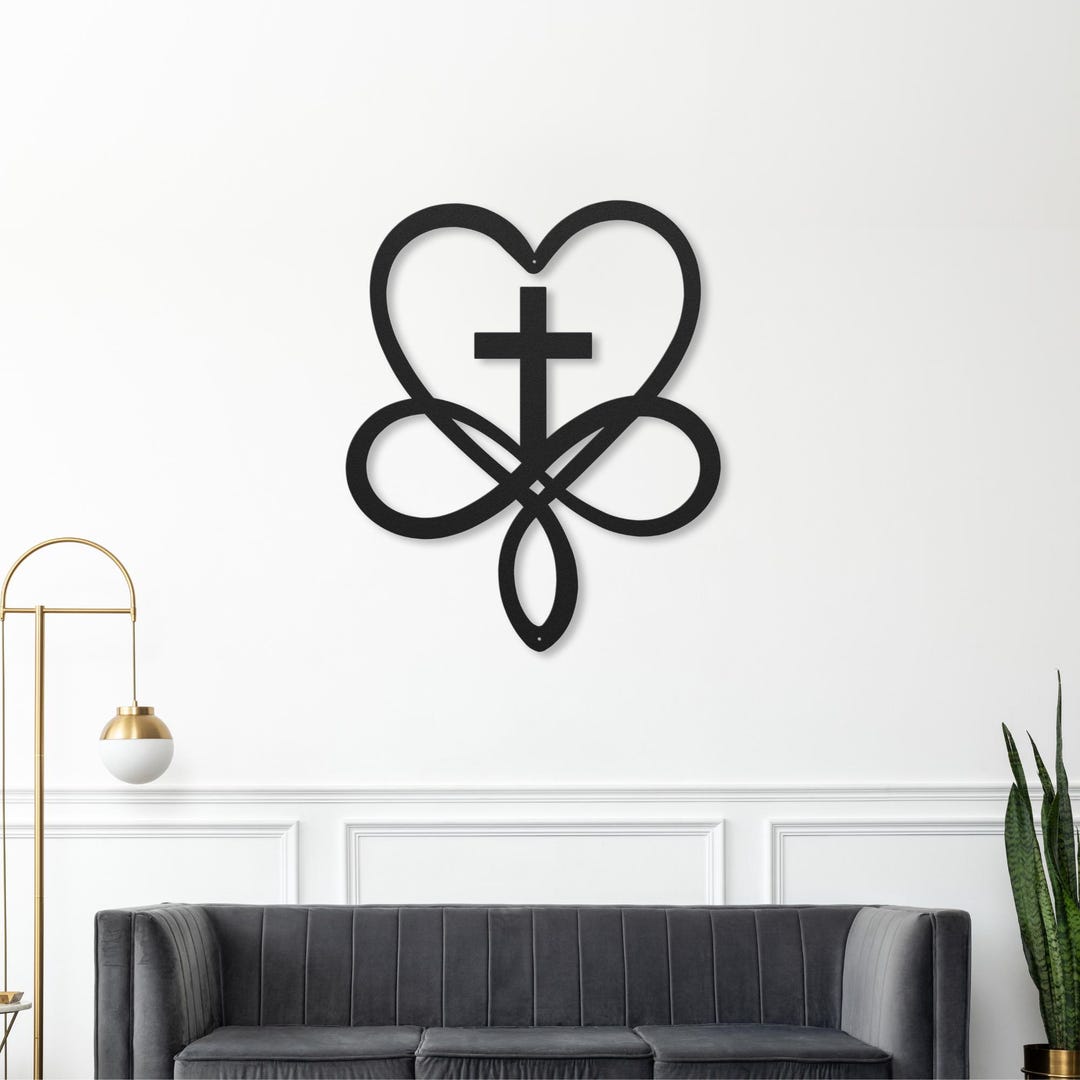 Eternal Love Cross Wall Art, Heart Infinity Metal Art, Cross Wall Decor ...