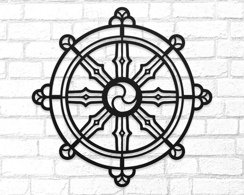 Dharmachakra Wall Art, Chakra Buddhist Gift Dharma Wheel of Law Wheel ...