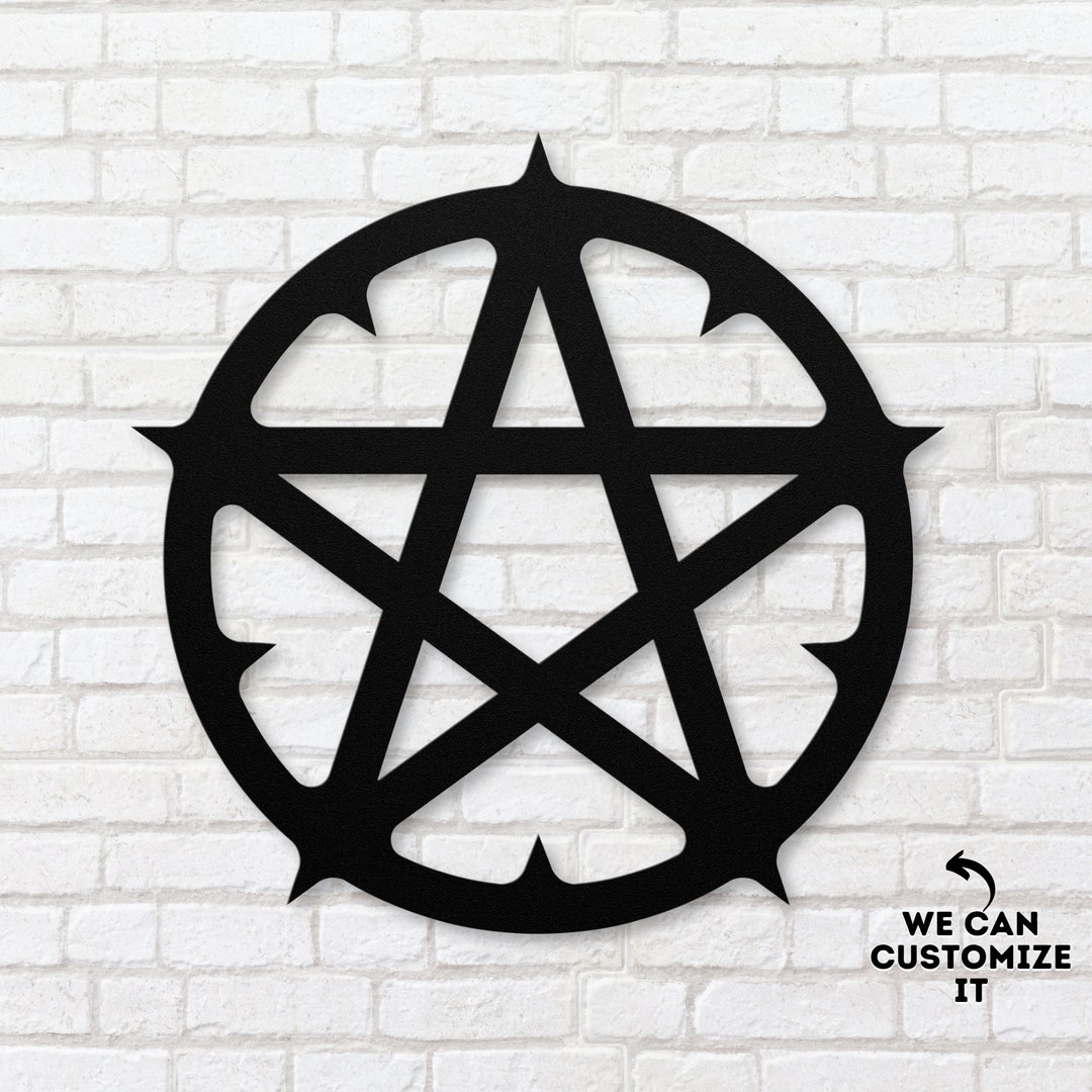 Wiccan Pagan Pentagram Pentacle Occult Metal Art, Goth Decor, Wiccan ...