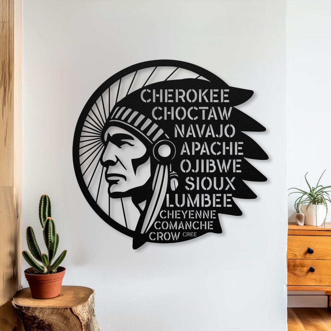 Vintage Native American Indian Chief Original Metal Wall Art ...