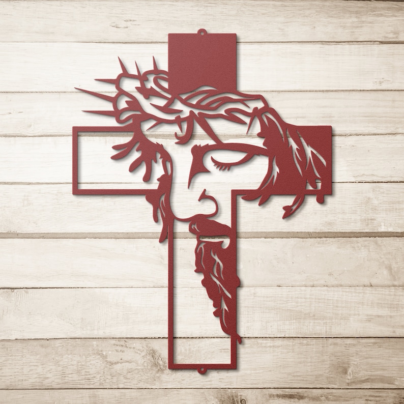 Jesus Cross Metal Art, Christ Cross Wall Decor, Religious Housewarming ...