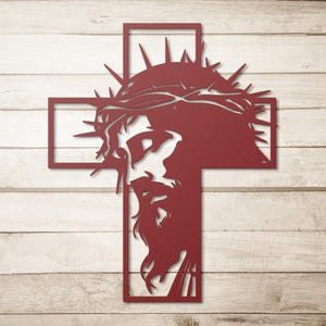 Jesus Cross Metal Art, Christ Cross Wall Decor, Religious Housewarming ...