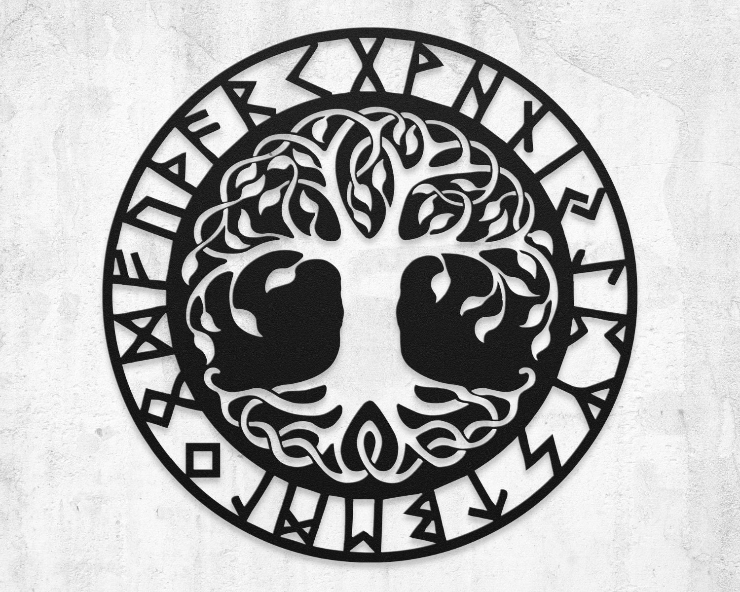 Viking Wall Art Yggdrasil Sign Viking Runes Metal Art Tree - Etsy