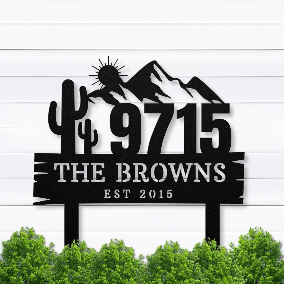Southwest House Number Sign, Cactus Address Sign, Western Housewarming ...