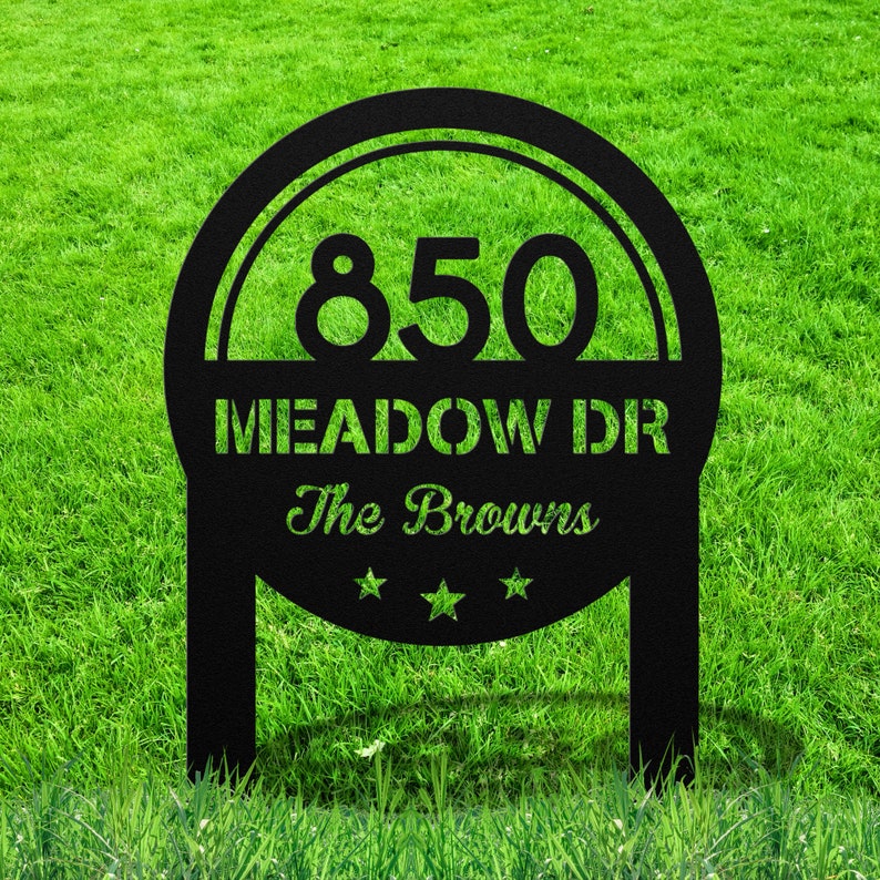 Metal House Number Sign in Ground Personalized Address Signs for Yard ...