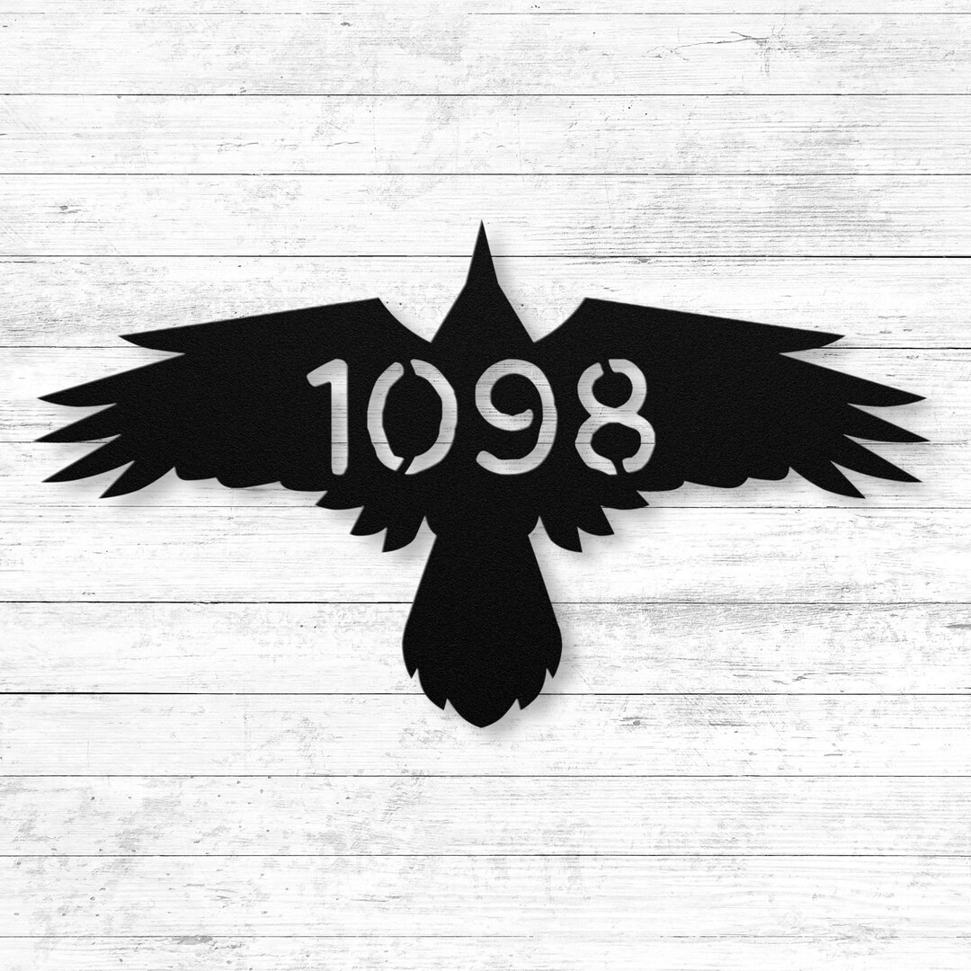Raven House Number Sign, Personalized Sign, Custom Street Address ...