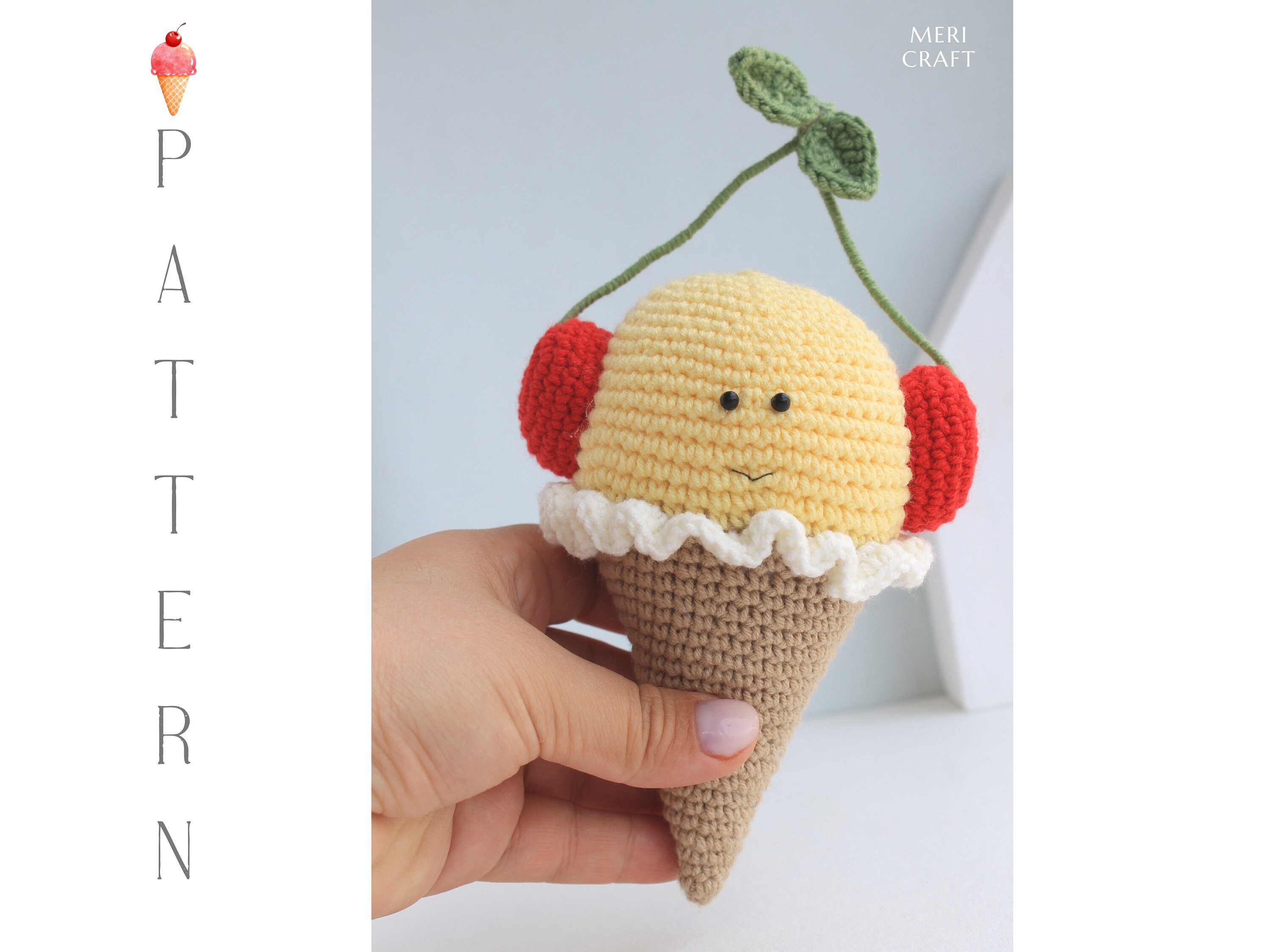 Crochet Ice Cream Pattern Amigurumi Ice Cream Ice Cream in - Etsy