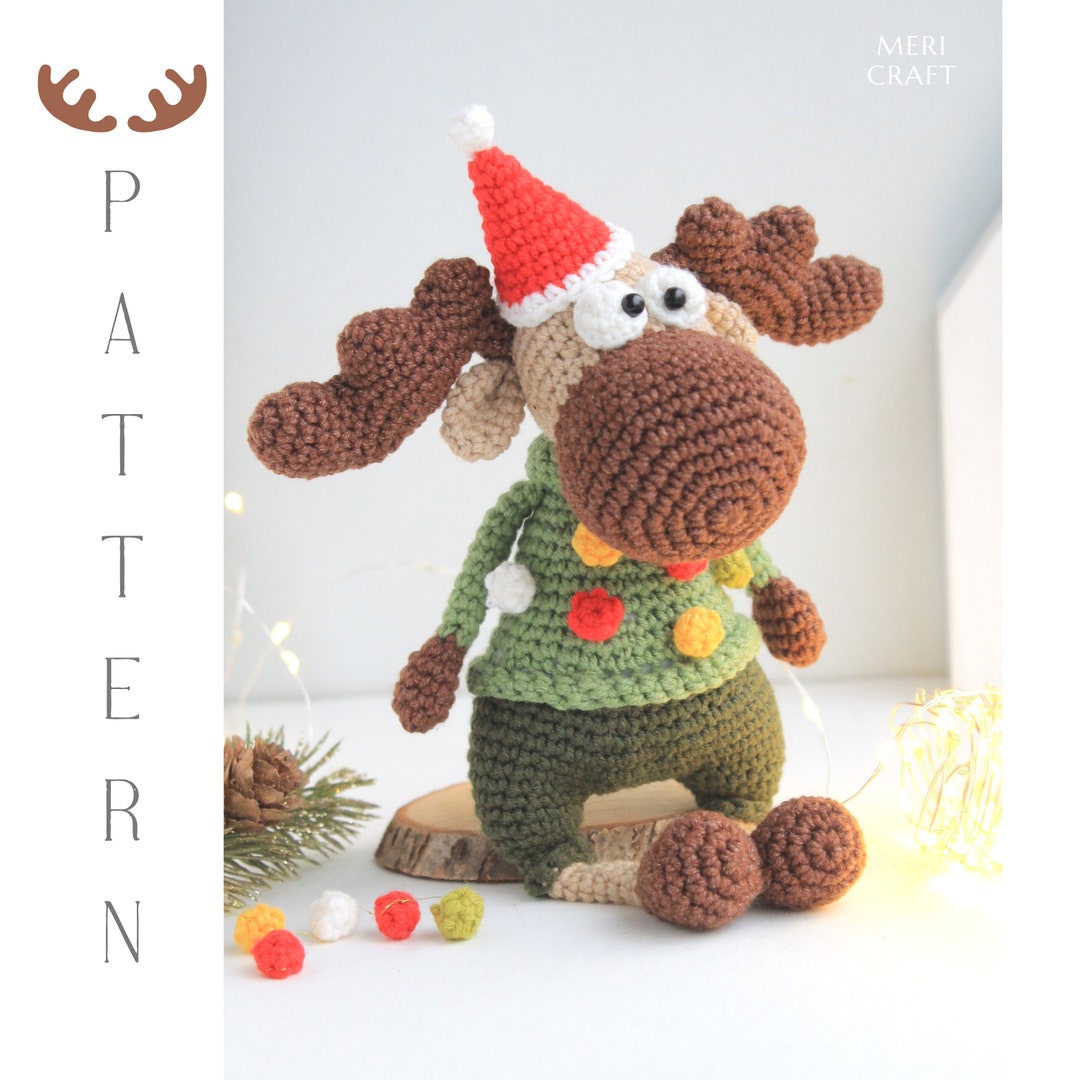 Christmas Moose Pattern, Amigurumi Christmas Toy, Crochet Moose Pattern ...