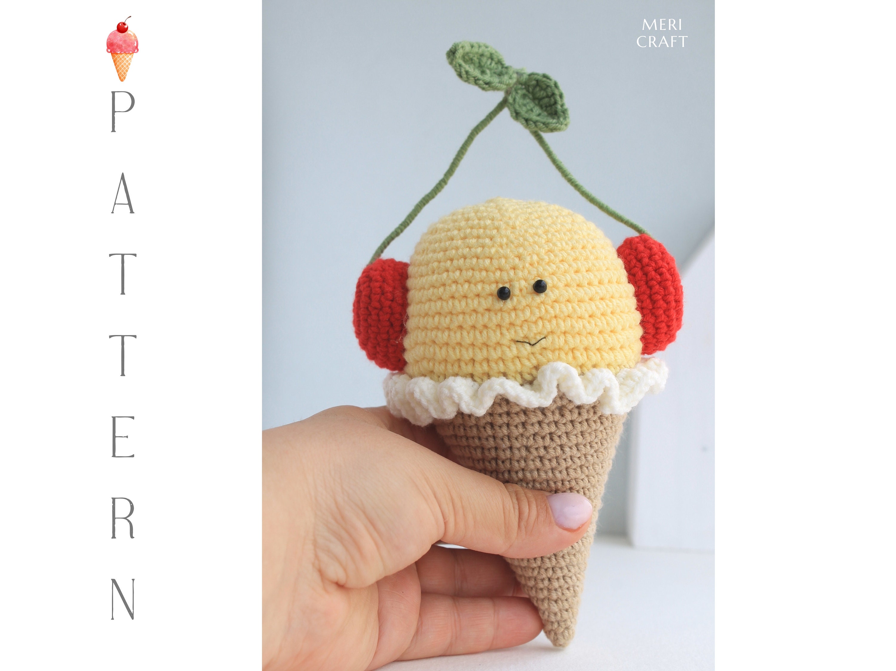 Crochet Ice Cream Pattern Amigurumi Ice Cream Ice Cream in - Etsy