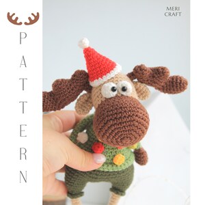 Christmas Moose Pattern, Amigurumi Christmas Toy, Crochet Moose Pattern ...