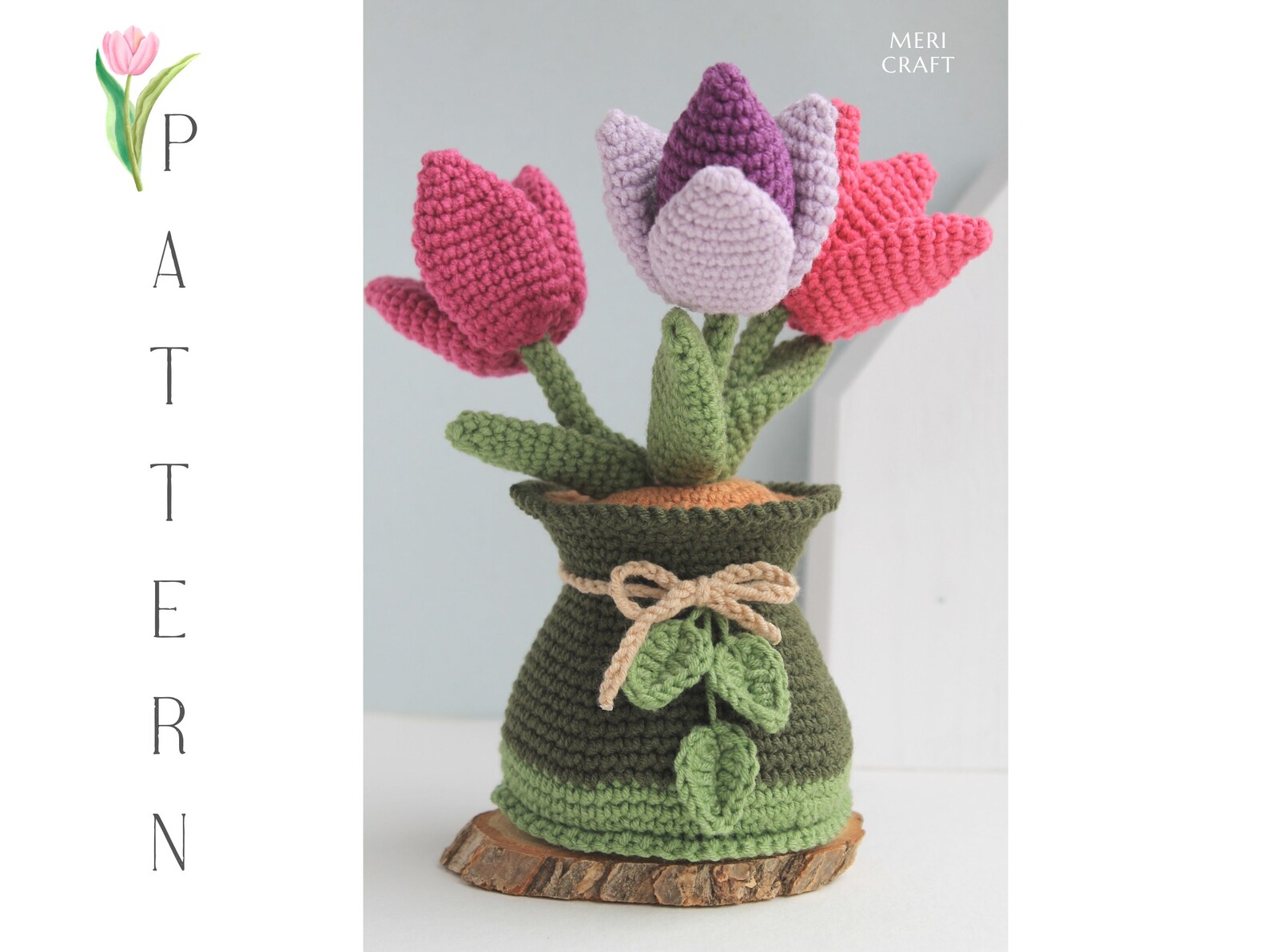 Crochet Tulips in a Pot Pattern Amigurumi Flowers Tulips - Etsy