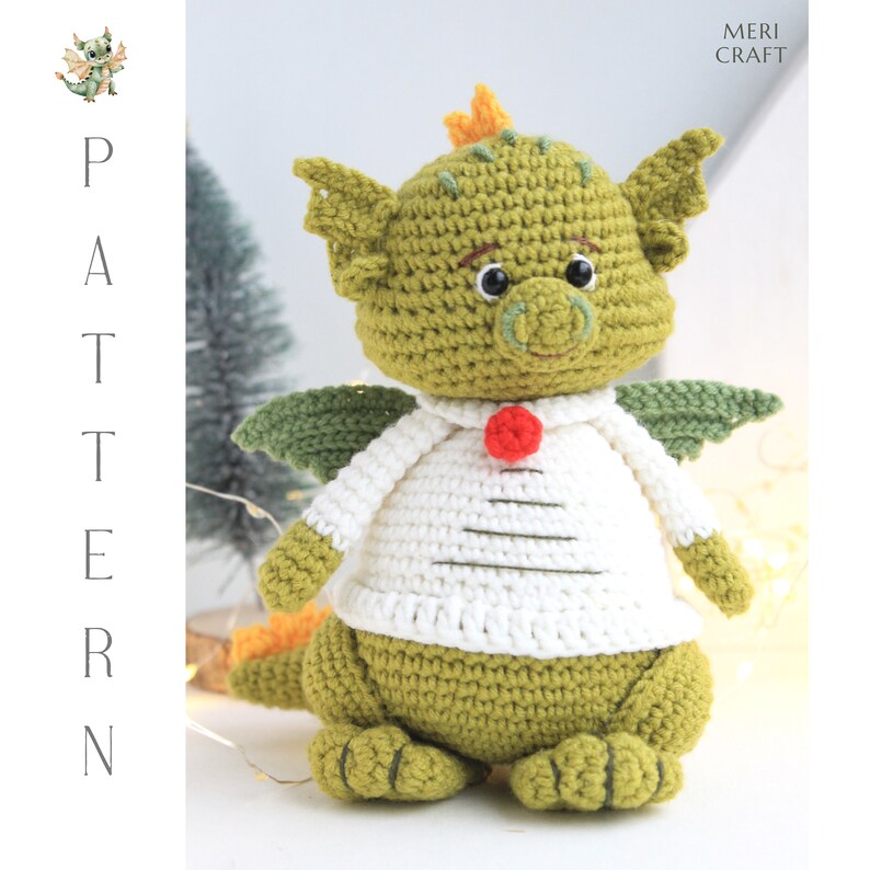 Christmas Crochet Dragon Pattern: Amigurumi Toy, Animal Gift (PDF ...