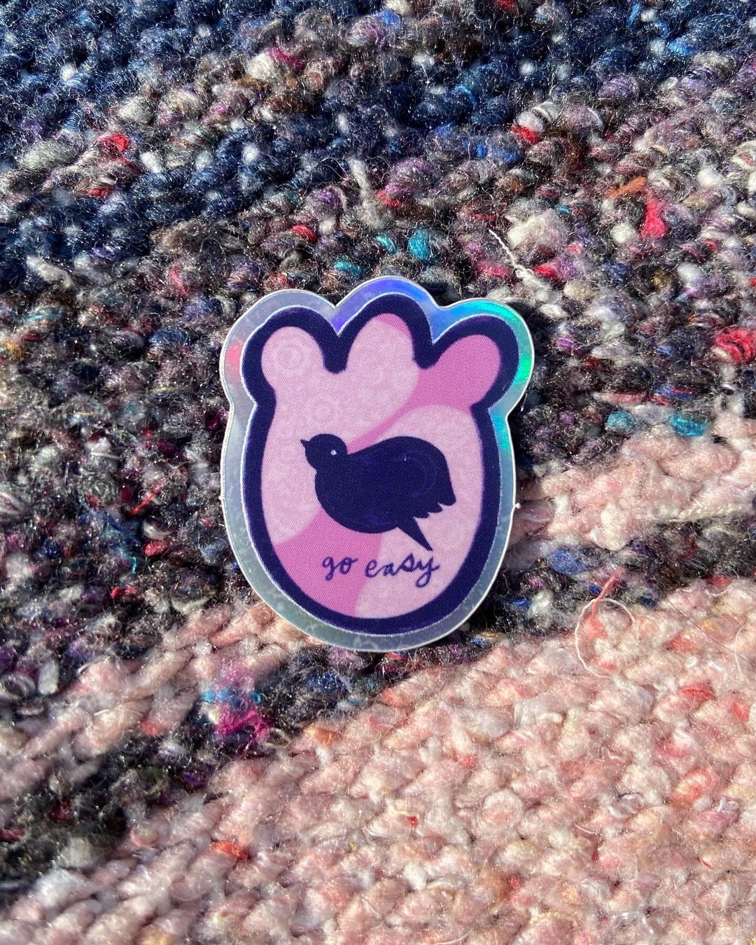 Go Easy // Holographic Mini Sticker - Etsy