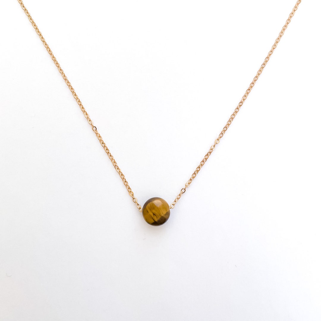 Tiger Eye Necklace With Natural Crystal on Gold Stainless Steel Chain ...