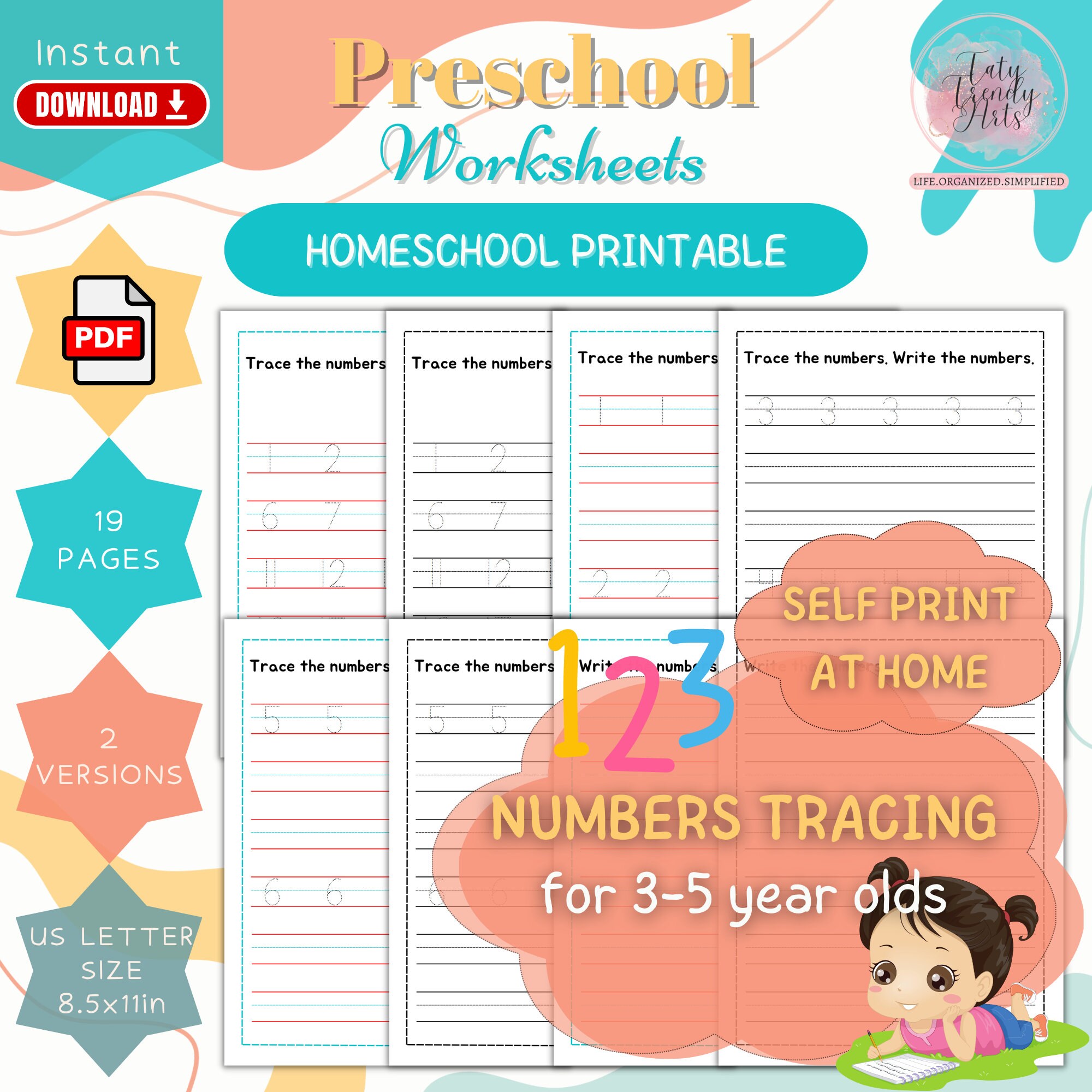 Printable Numbers Tracing Pages 1 to 20, Handwriting Practice, Learning ...