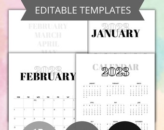 2023 Canva Calendar Template, Agenda Template, Yearly & Monthly Planner ...