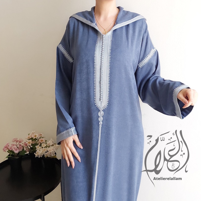 Blue Jean Ramadan Jellaba, Embroidered Classy Djellaba, Gift for Her ...