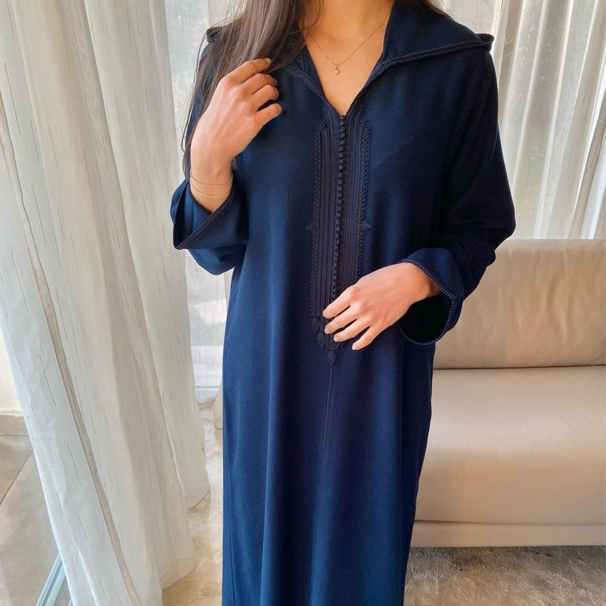 Classy Ramadan 2024 Jellaba, Navy Blue Mlifa Djellaba, Eid Al Fitr ...