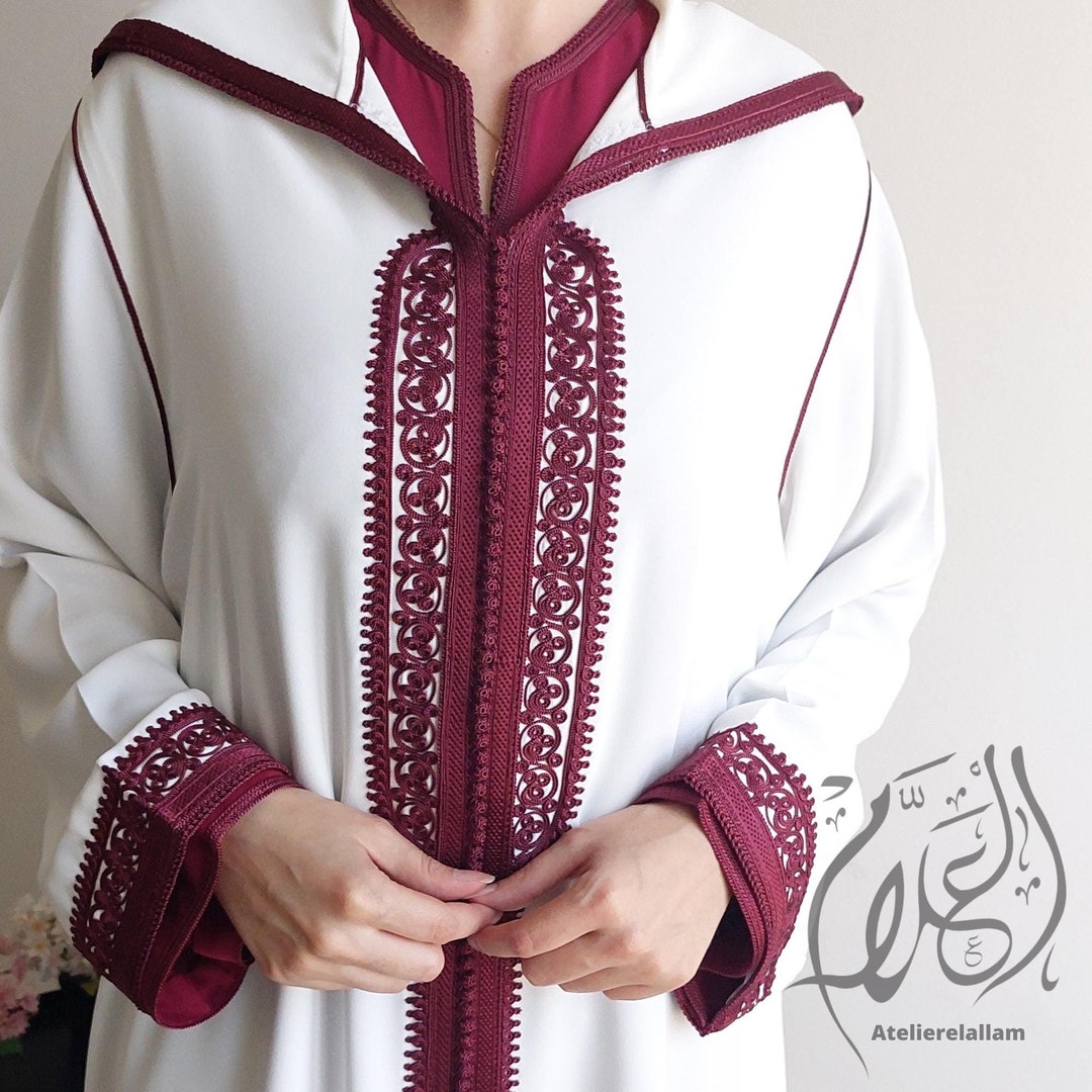 Classy Moroccan Jellaba, Embroidered Djellaba, 2 Pieces Moroccan Jalaba ...