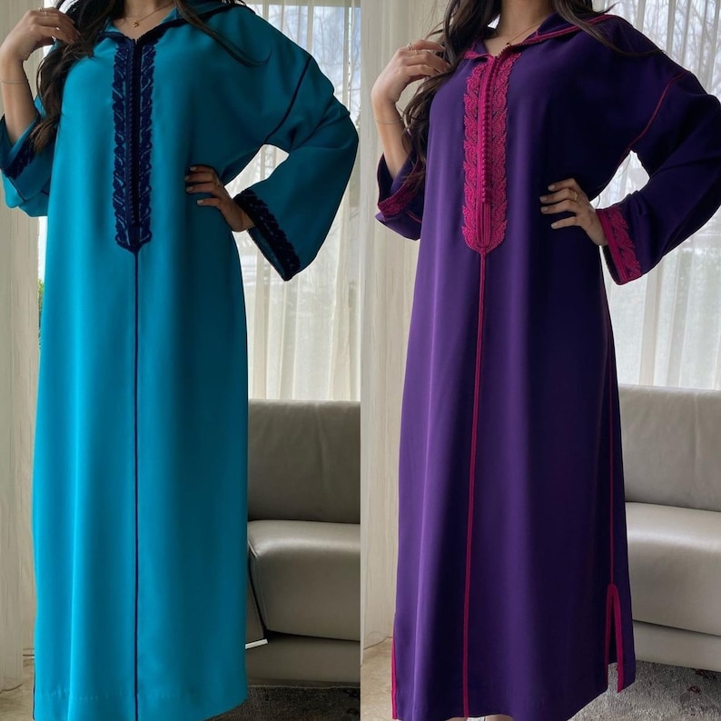 Moroccan Jellaba "summer 2025 Collection", Embroidered Hooded Caftan ...