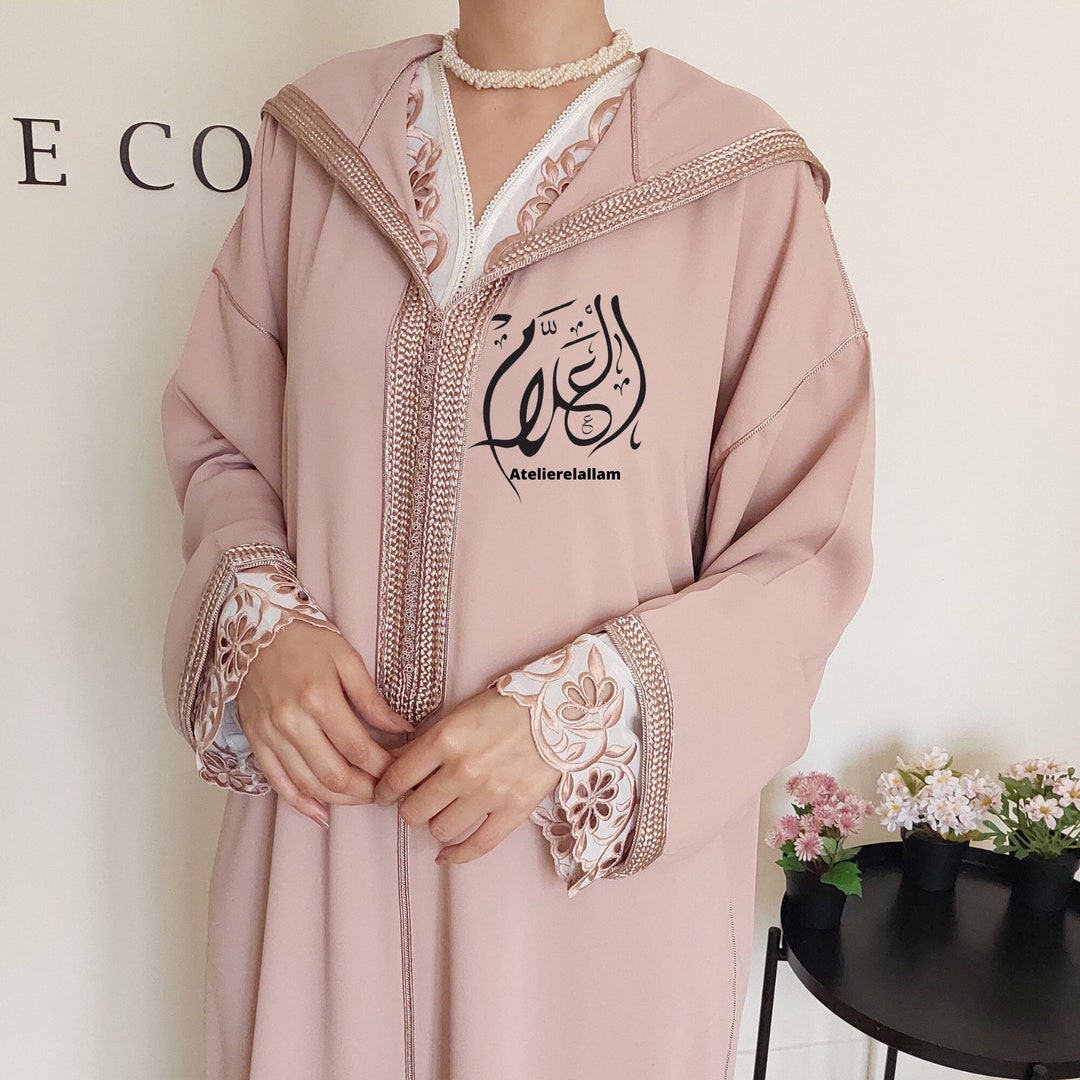 Moroccan Jellaba, Embroidered 2 Pieces Djellaba, Hooded Caftan, Arabic ...