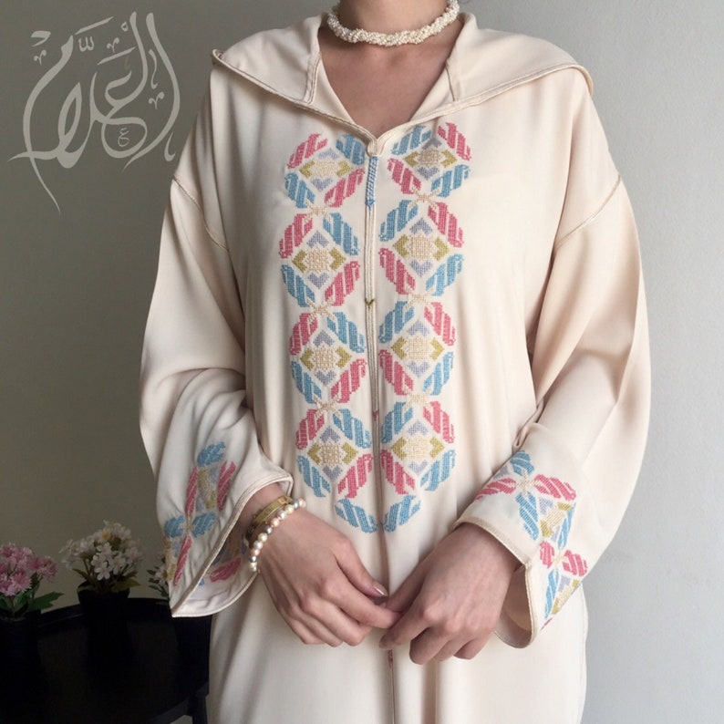 Trendy Ramadan Jellaba, Moroccan Bride Djellaba, Cross Stitch ...