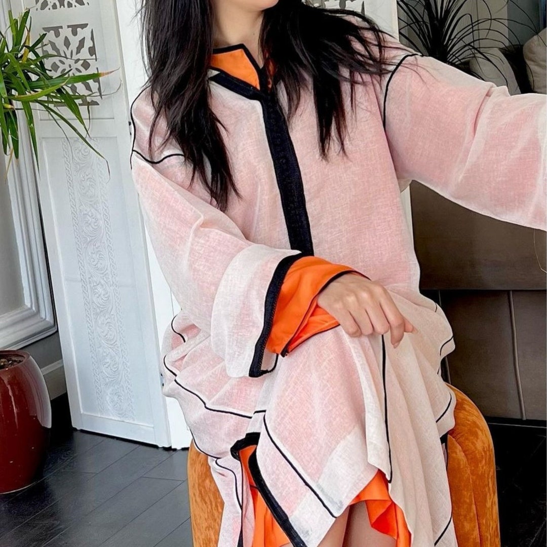 Moroccan Linen Jellaba, 2 Pieces Ramadan 2026 Djellaba, Moroccan Dress ...