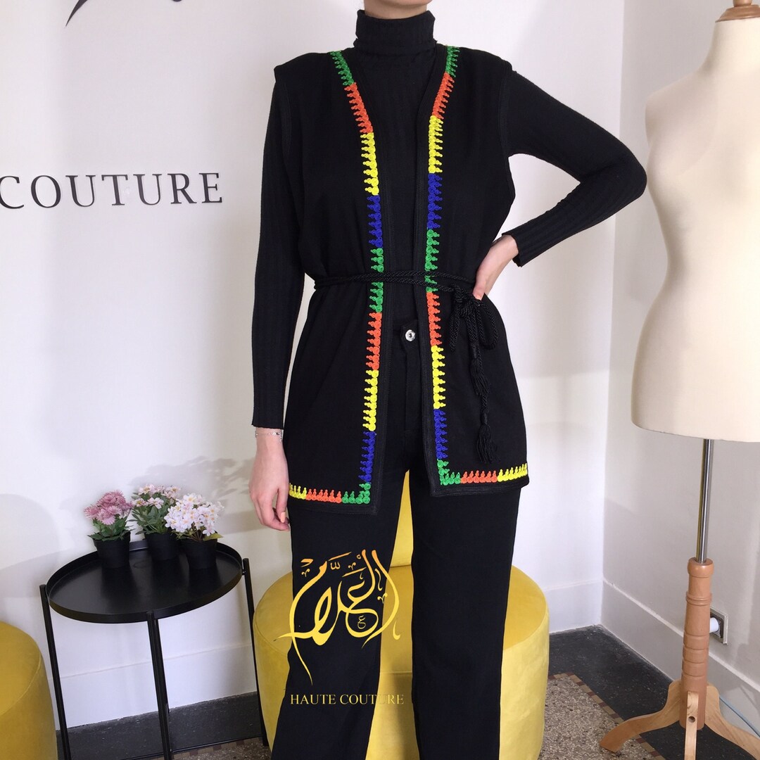 Moroccan Embroidered Sleeveless Vest, Moroccan Jabador, Boho Vest ...