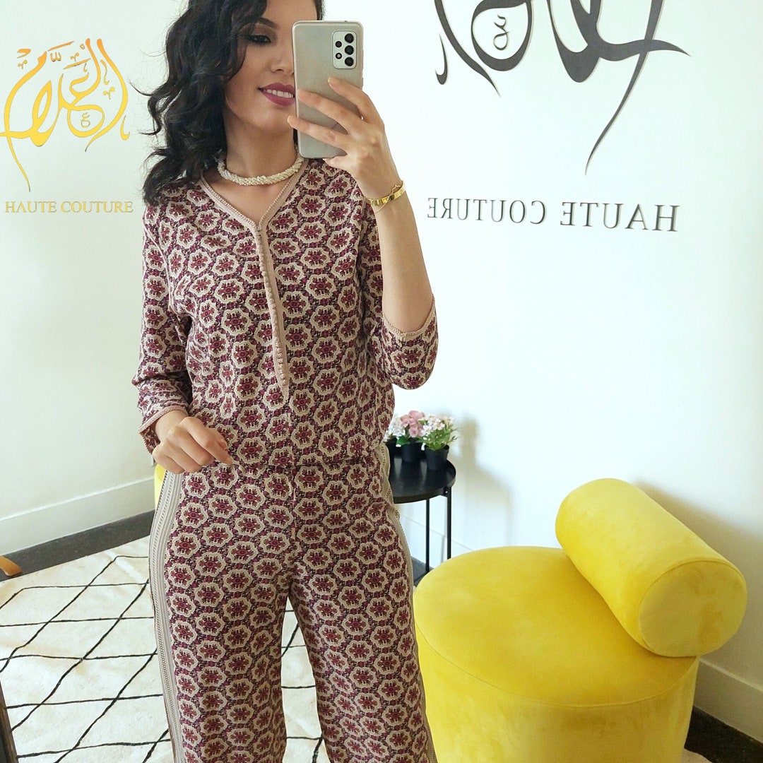 Long Moroccan Jumpsuit With Straight Pants, Casual Women Jumpsuit ...