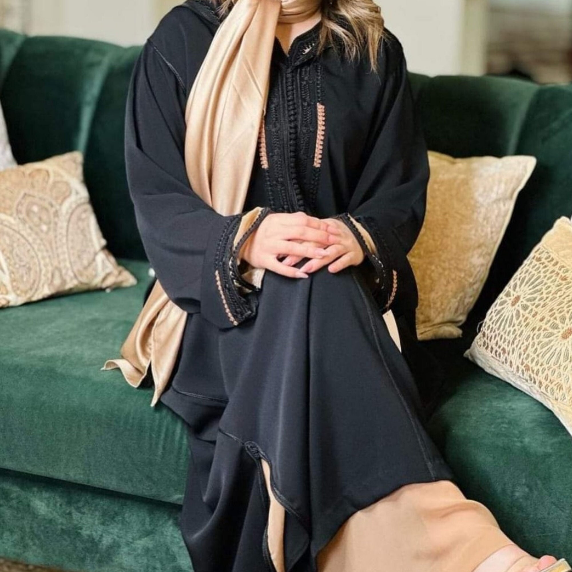 Classy Black Jellaba, New Ramadan 2024 Jallaba, Trendy 2 Pieces ...