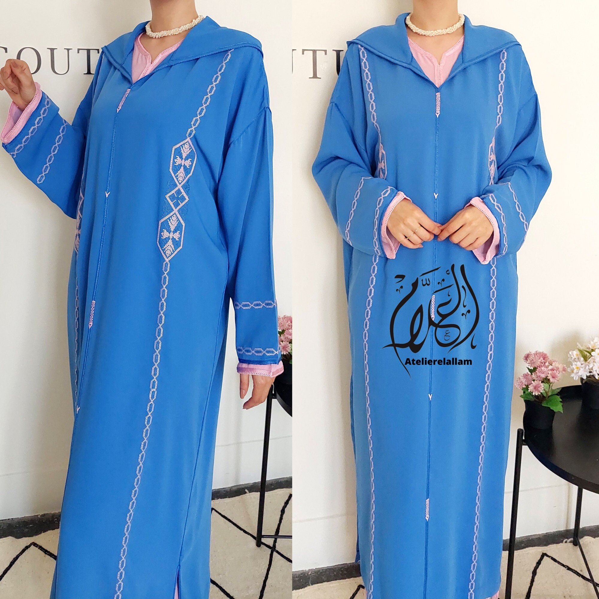 Cross Stitch Embroidery Spring Jellaba, Handmade Moroccan Jalaba ...