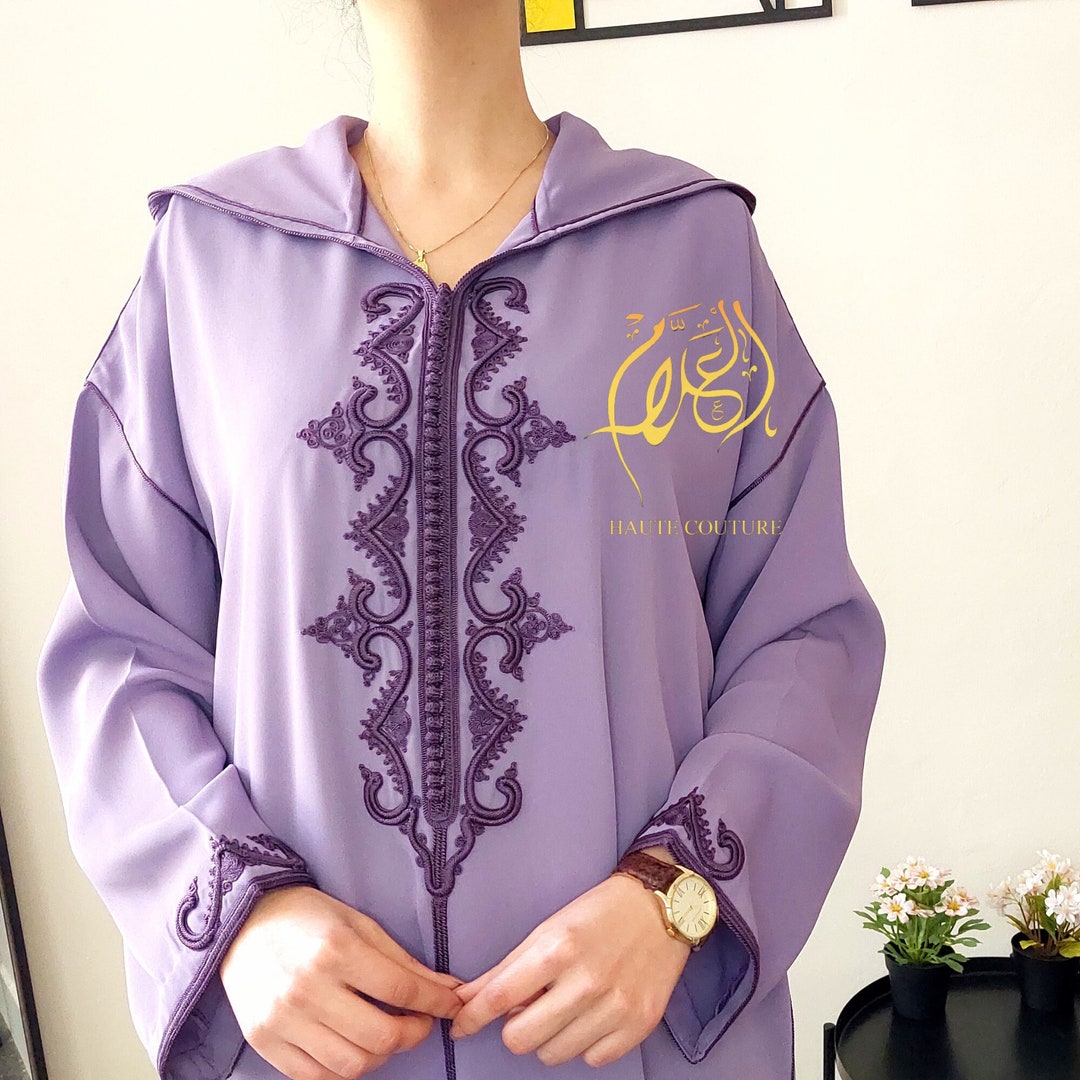 Moroccan Jellaba "new Design 2025", Embroidered Djellaba, Hooded Caftan ...