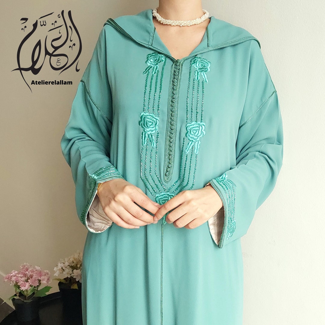 Moroccan Handmade Jellaba "new Collection 2025", One Size Embroidered ...