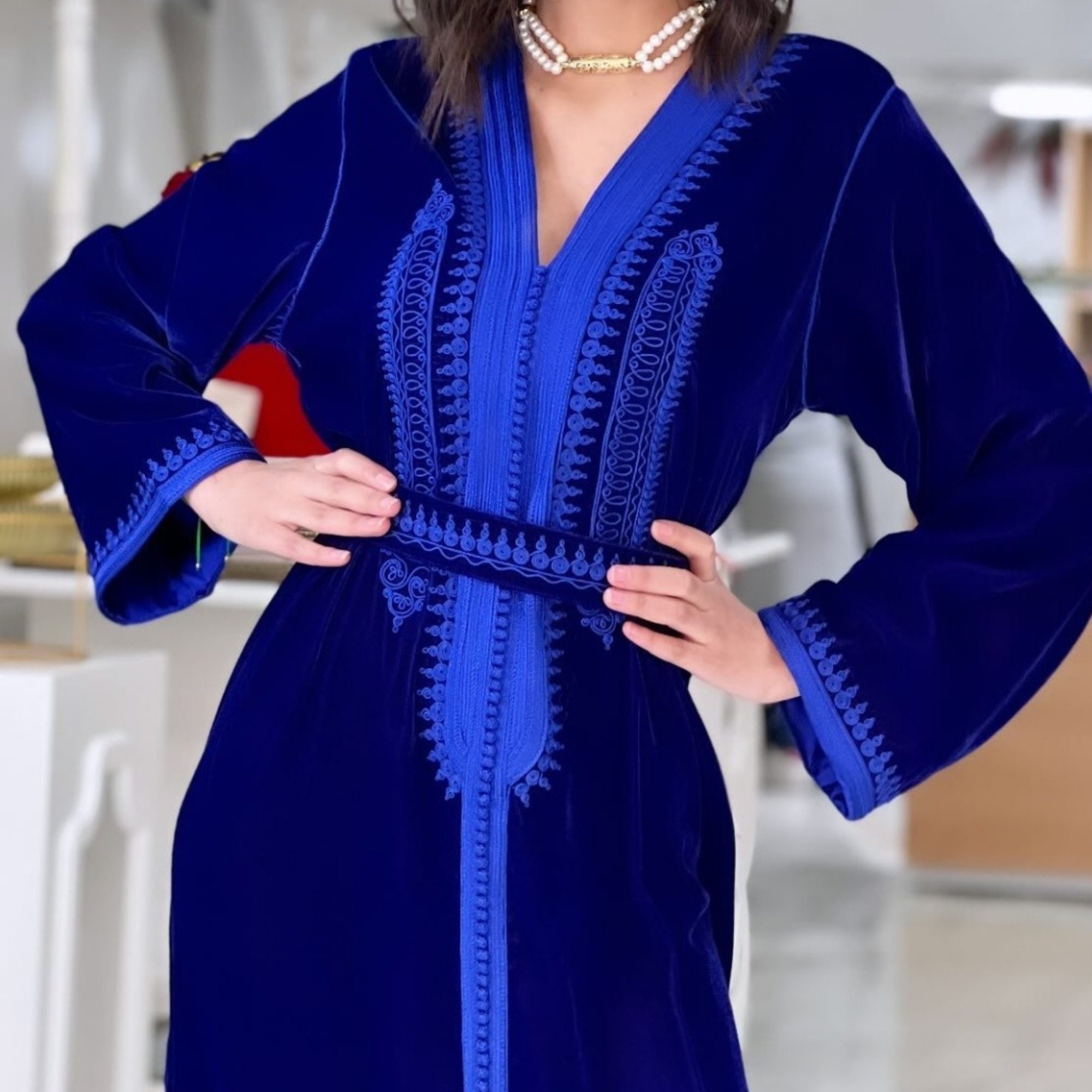 Moroccan Silk Velvet Caftan, Wedding Guest Kaftan, Womens Velvet Dress ...