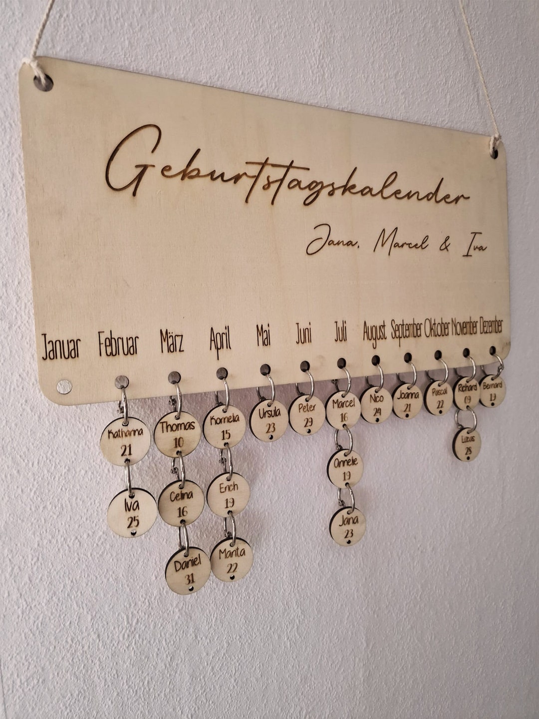 Birthday Calendar Wooden Calendar With Ring Holder Calendar ...