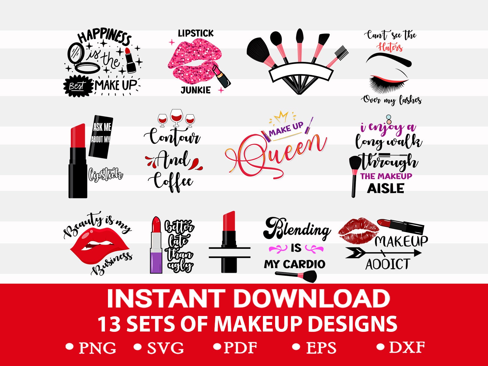 Make up Svg Bundle, Trendy Make up Designs, Make up Artist Svg Designs ...